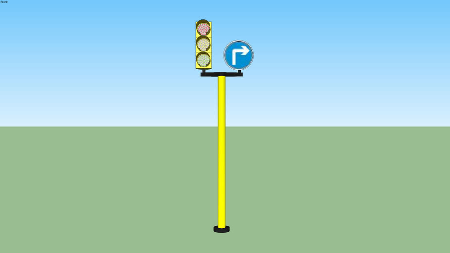 Semaforo led con cartel de Direccion Obligatoria | 3D Warehouse