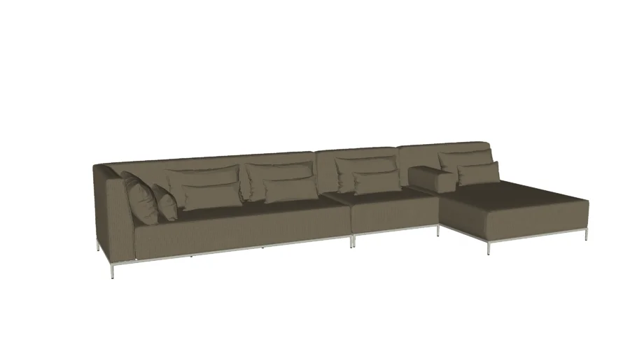 Cannes Modular Sofa Set 02 Right Arm Taupe Fabric By Modloft | 3D Warehouse