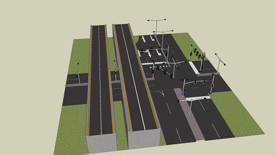 highway with trafficlight junction | 3D Warehouse