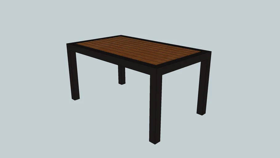 mesa de hierro con tablero de madera | 3D Warehouse