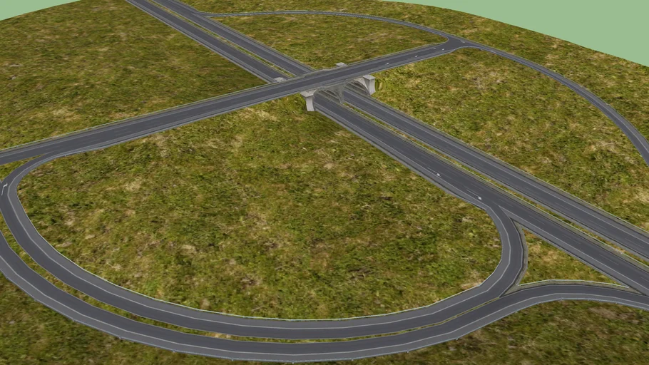 4-Ramp Partial cloverleaf (Parclo) Variant | 3D Warehouse