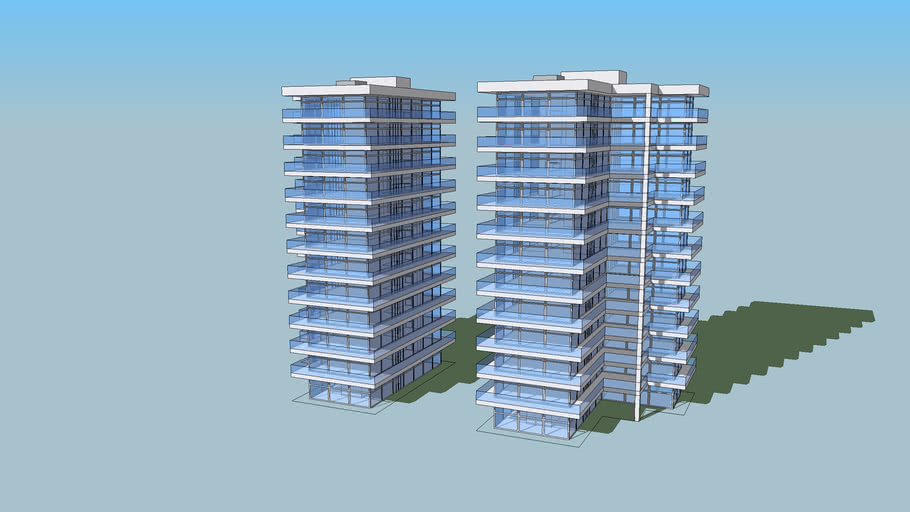 Mid-Rise Modern Apartment Towers | 3D Warehouse