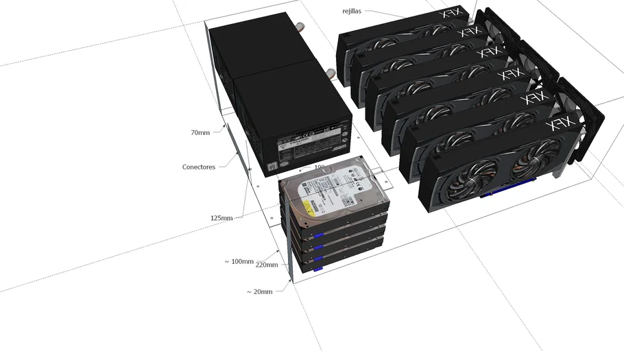 mining rig rack 5u 4hd | 3D Warehouse