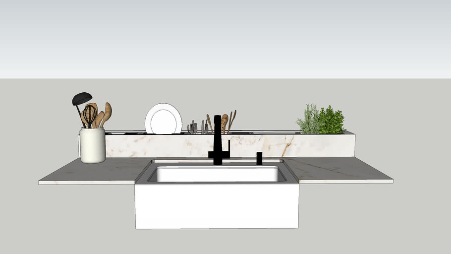 Tampo de mármore - metais níquel escovado - louça branca Deca - objetos ...