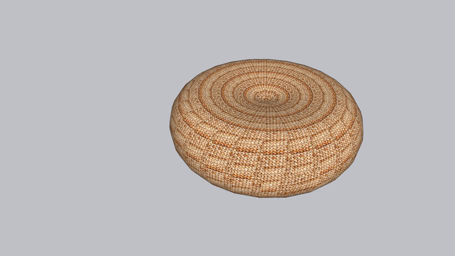 Round Straw Rattan Pouf Ottoman 50cm | 3D Warehouse