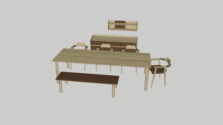 Kaalund Dining table chair sideboard shelf bench aamu KH | 3D Warehouse