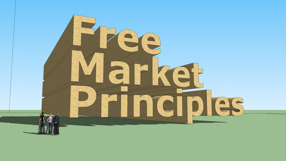 A crowd admiring Free Market Principles | 3D Warehouse