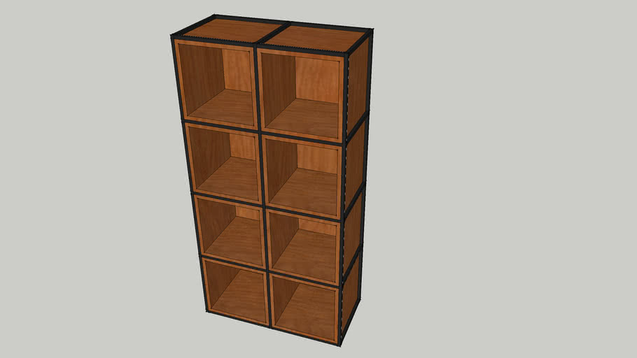 Large Book Rack Wooden & Steel | 3D Warehouse