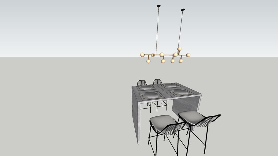 MODERN ISLAND TABLE FOR 4 SEATER | 3D Warehouse