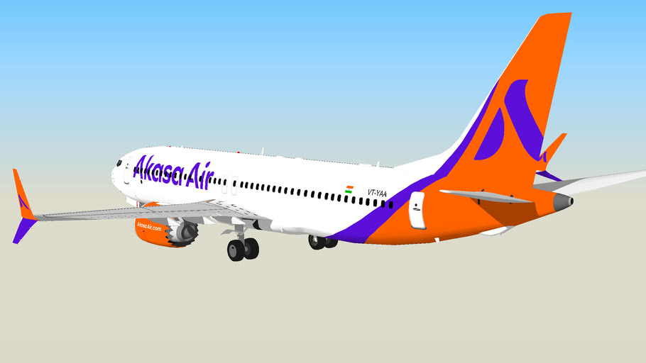 Akasa Air Boeing 737 MAX 8 VT-YAA | 3D Warehouse