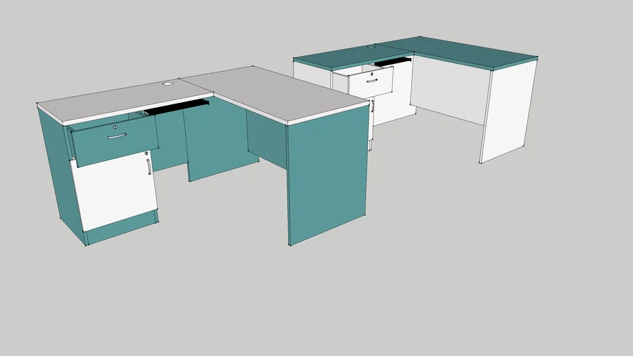 Executive table with 1 side unit | 3D Warehouse