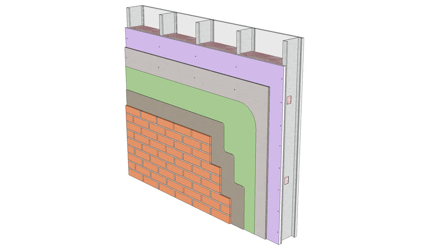 Adhered veneer over steel stud backing | 3D Warehouse