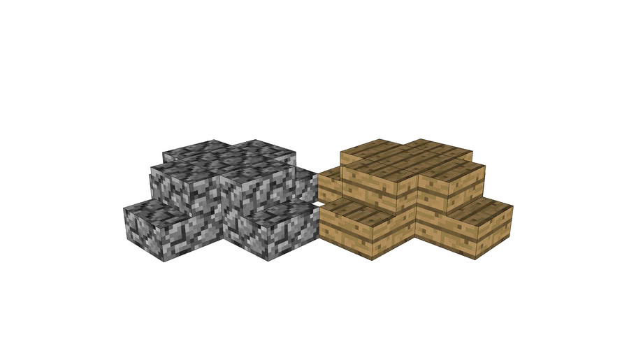 Minecraft: Wood and Cobblestone Stairs | 3D Warehouse