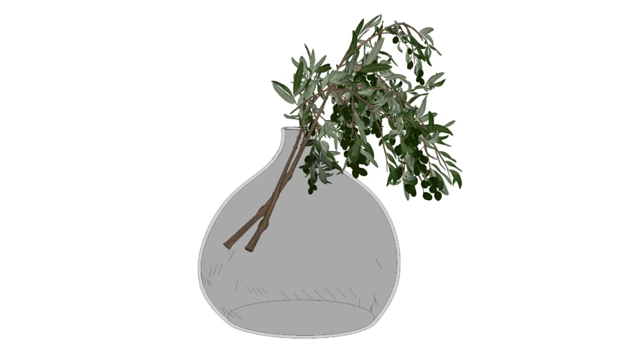 JARRON DE CRISTAL CON RAMAS DE OLIVO | 3D Warehouse