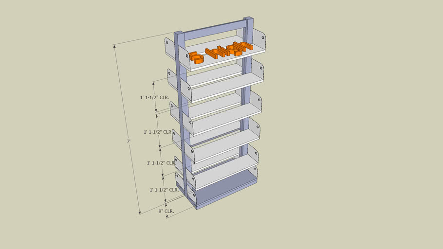 Library shelving 5 high double-sided | 3D Warehouse