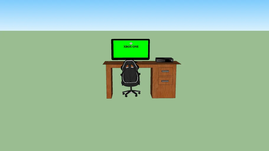 Gaming set up with Xbox One, Computing Desk and Tv with loading screen ...