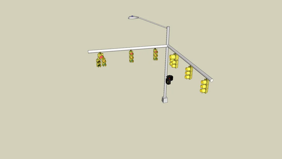 6 traffic lights 2 arms with walk signals | 3D Warehouse