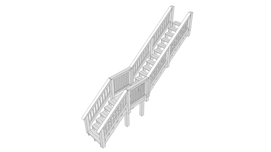DECK STAIR WITH INTERMEDIATE LANDING | 3D Warehouse