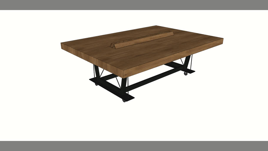 WORK TABLE TIMBER TOP STEEL LEG VER1 | 3D Warehouse