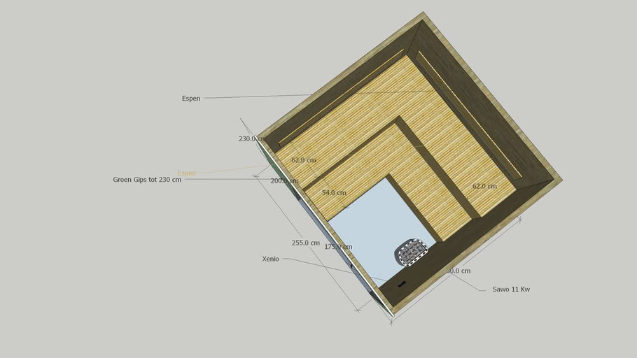 Sauna Koch Glas Gips XEnio 11 KW Sawo Zwart beslag Espen 255 250 220 fr ...