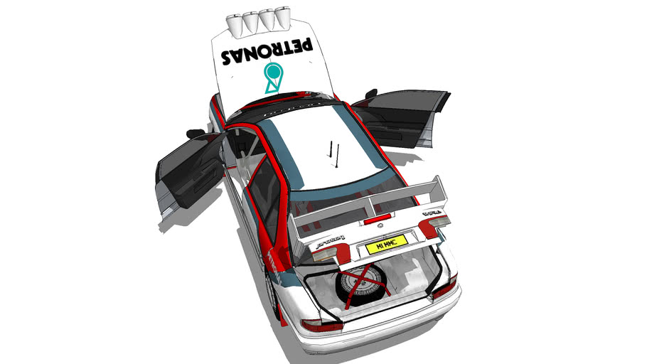 Proton Wira PERT RALLY TEAM (doors open) | 3D Warehouse