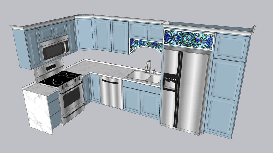 SMALL kitchen layout, L-shaped | 3D Warehouse