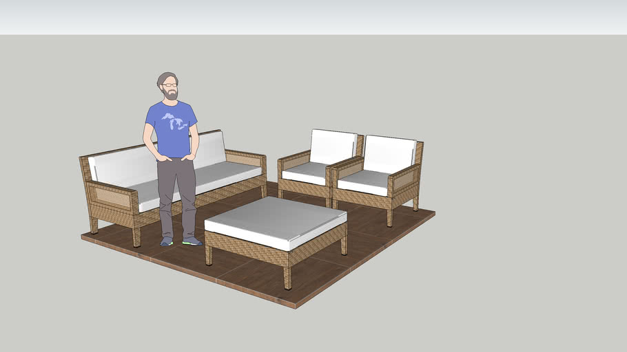 sofá área externa - acabamento em palha | 3D Warehouse