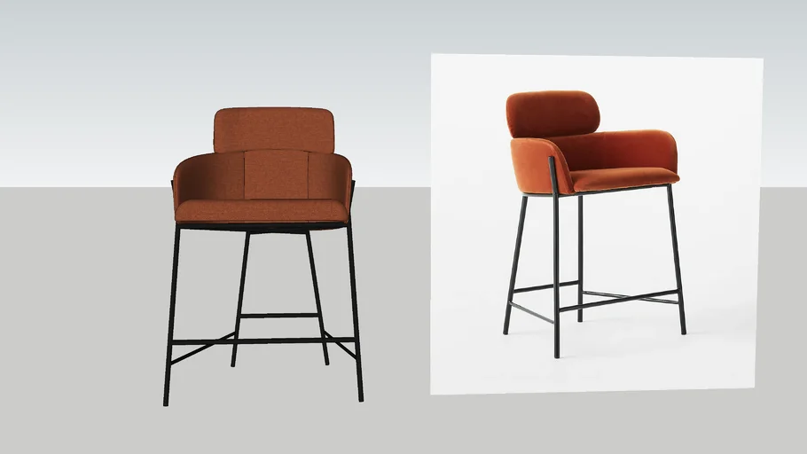 CB2- AZALEA BROWN COUNTER STOOL | 3D Warehouse