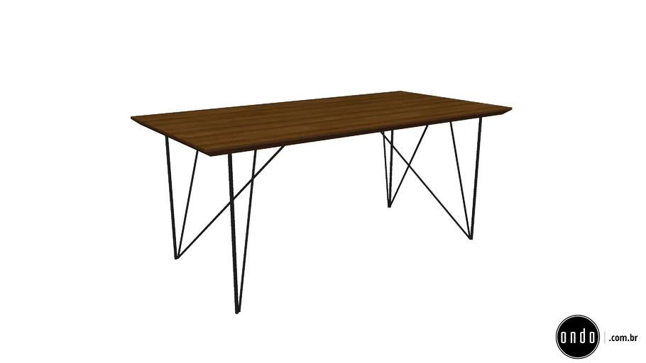 mesa de jantar retangular base em metal mitte | 3D Warehouse
