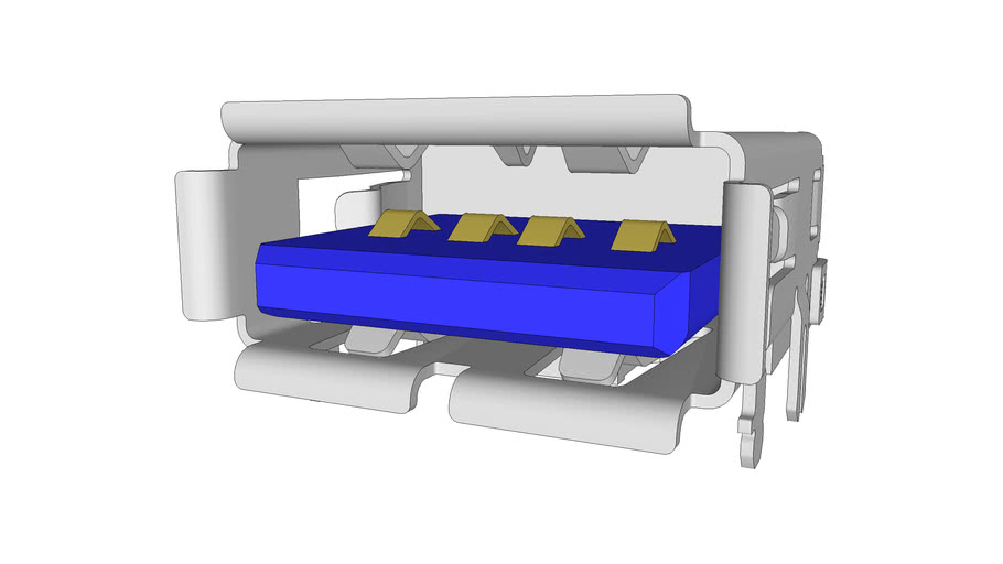 USB 3.0 Type A 90° Through Hole Top Mount Receptacle | 3D Warehouse