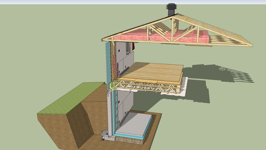 Coupe de mur - ossature de bois - clin | 3D Warehouse