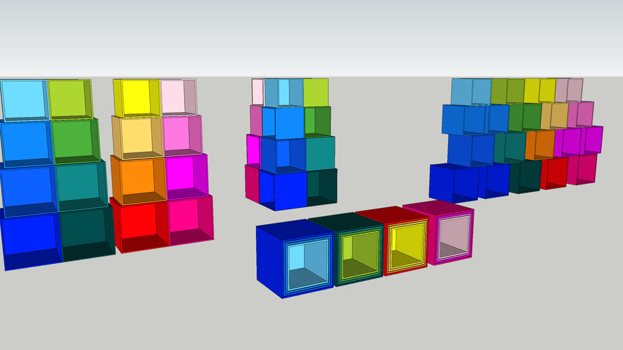 Stacked bright colour boxes | 3D Warehouse