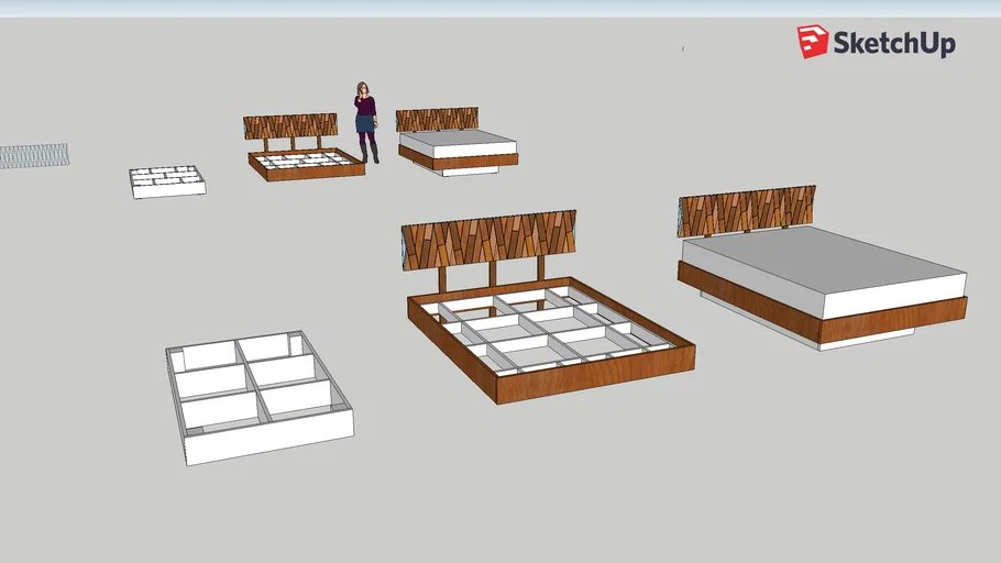 Queen size Floating Bed | 3D Warehouse