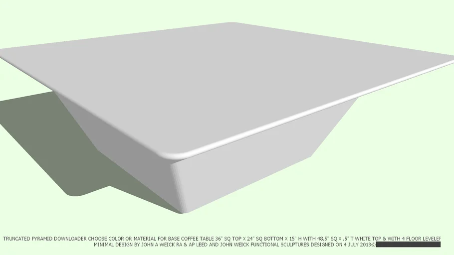 COFFEE TABLE TRUNCATED PYRAMID NO COLOR 48 WHITE TOP BY JOHN A WEICK RA ...
