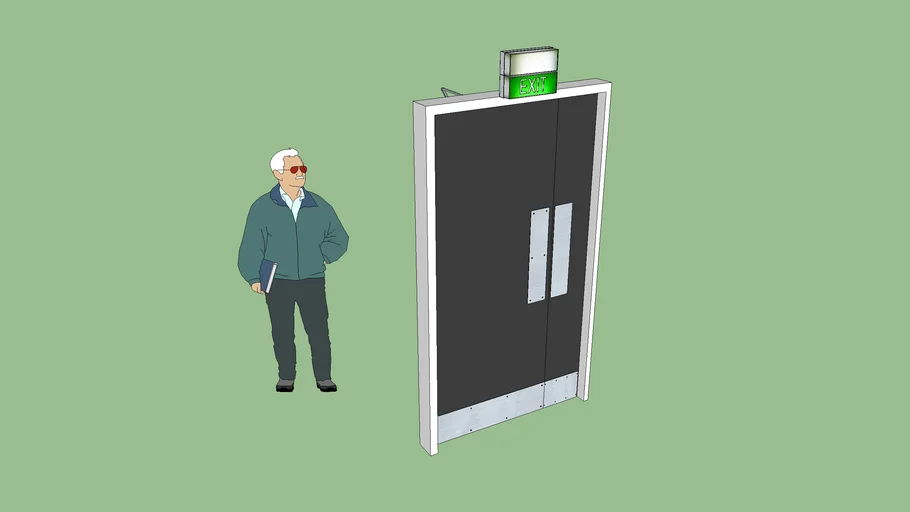 Single Door (with small side door) UK Style Fire Door | 3D Warehouse