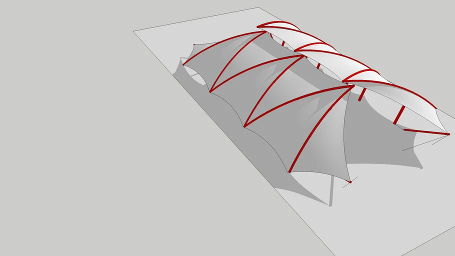 Tensile structure using diagonal arches as supporting structure | 3D ...