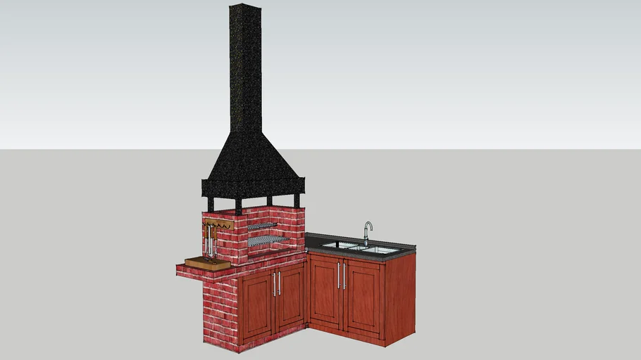 Barbecue, brick and rauli, ideal for barbecues on patios, terraces, restaurants, pubs, etc. | 3D ...