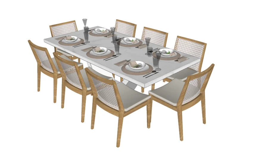 Mesa de jantar decorada 01 | 3D Warehouse