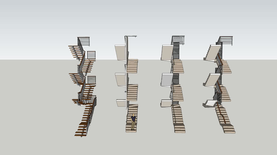 Stairs with railing | 3D Warehouse