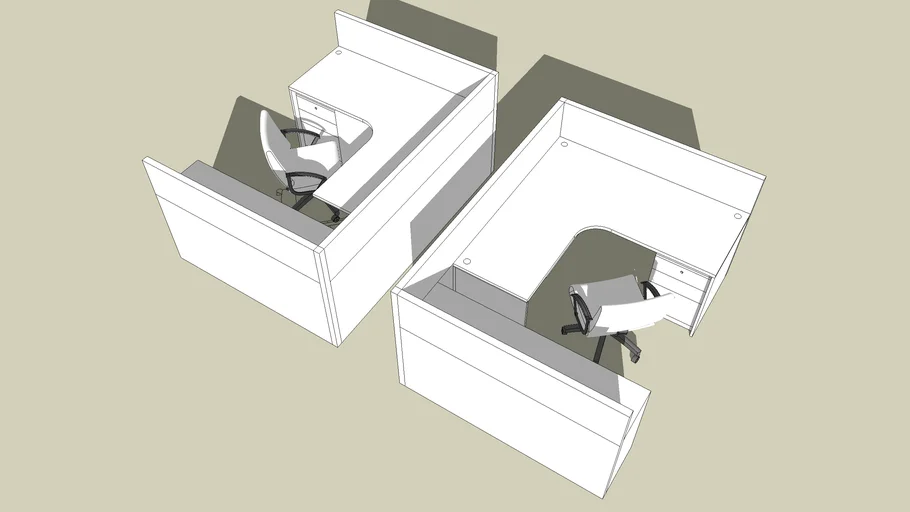 YQ open desk D | 3D Warehouse