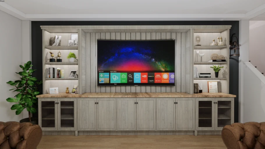 Entertainment/TV Media Cabinet - Custom Wood Built-in Console/Furniture ...