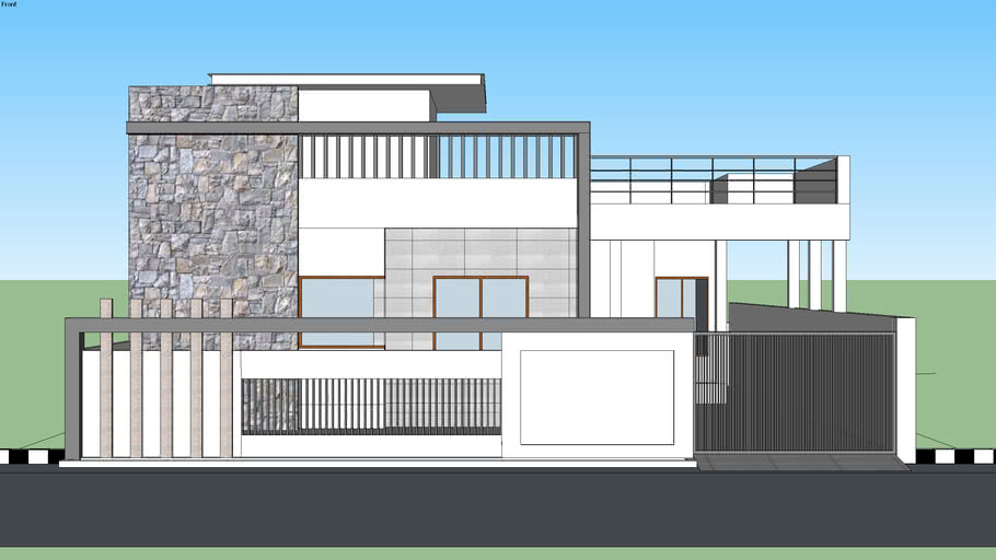 Modern House Elevation From Ground Floor | 3D Warehouse