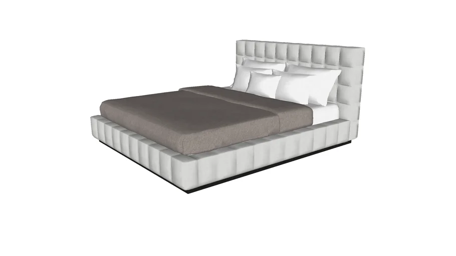 Thompson Cal King Bed in Moonbeam Fabric by Modloft | 3D Warehouse
