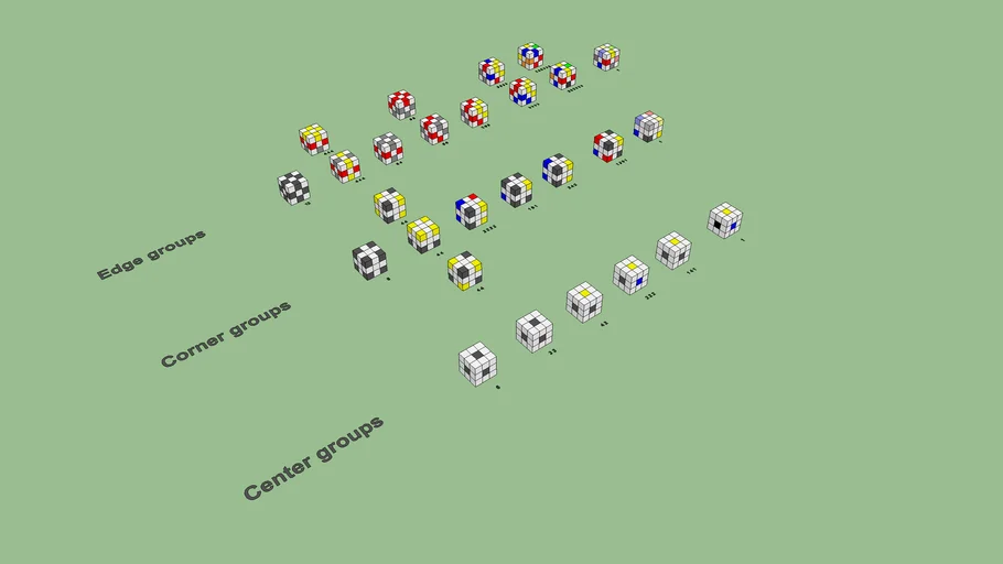 Basic Edges, Corners and Centers Groups in Rubik's Cube | 3D Warehouse