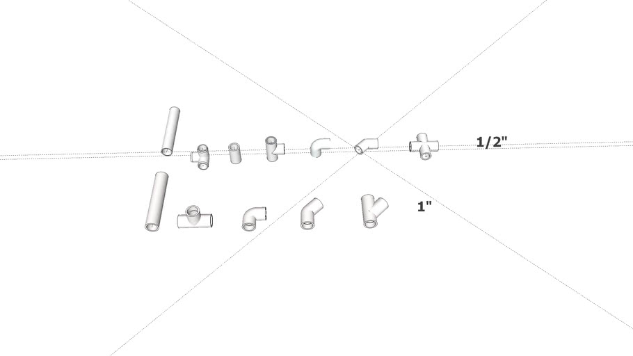 PVC Pipe and Fittings 1/2' and 1' | 3D Warehouse