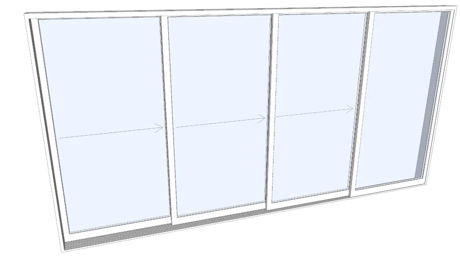 Four Panel Aluminum Stacking Doors | 3D Warehouse