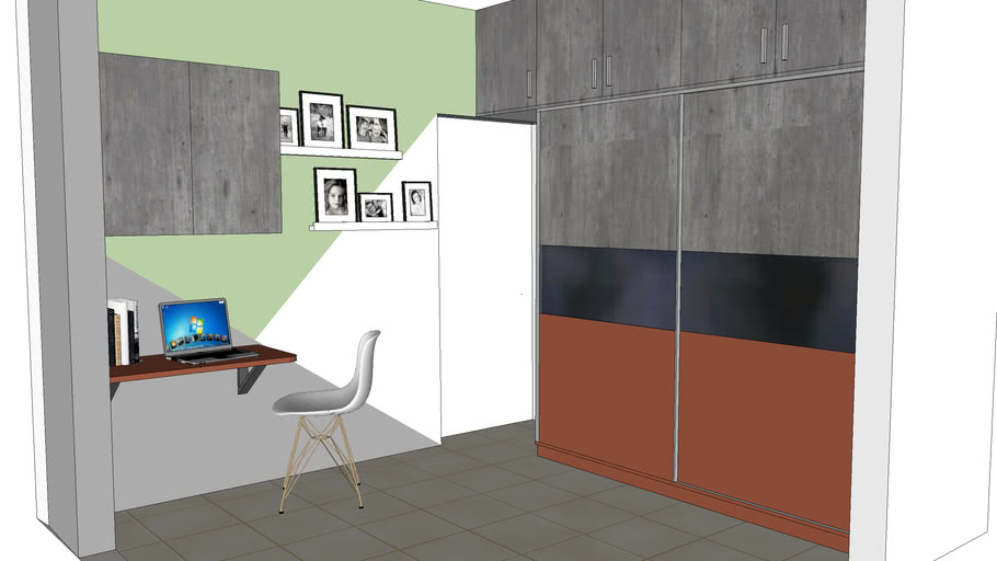 Wardrobe & Folding Study Table | 3D Warehouse