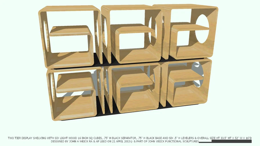 SHELF UNIT 2 TIER 6 LIGHT WOOD PLYWOOD CUBES BY JOHN A WEICK RA & AP ...