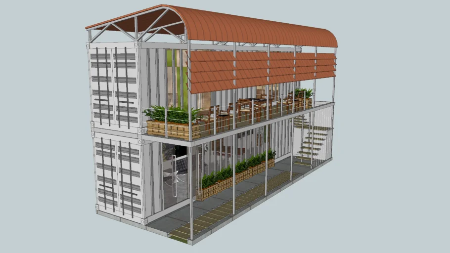 2x40ft cargo container terrace house | 3D Warehouse