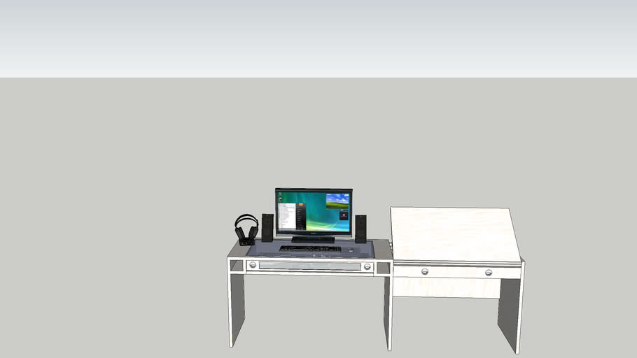 Desk with integrated computer and drawing table | 3D Warehouse